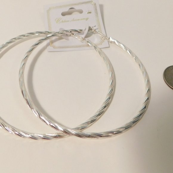 Chloe | Jewelry | Chloe Ladies Hoop Earrings Silver Tones Lever ...